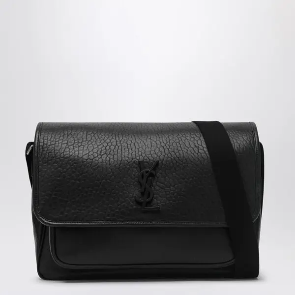 Saint Laurent Hammered Leather Niki Messenger Bag - Black