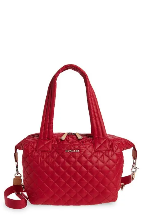 Mz Wallace Medium Sutton Deluxe Quilted Nylon Tote - Apple