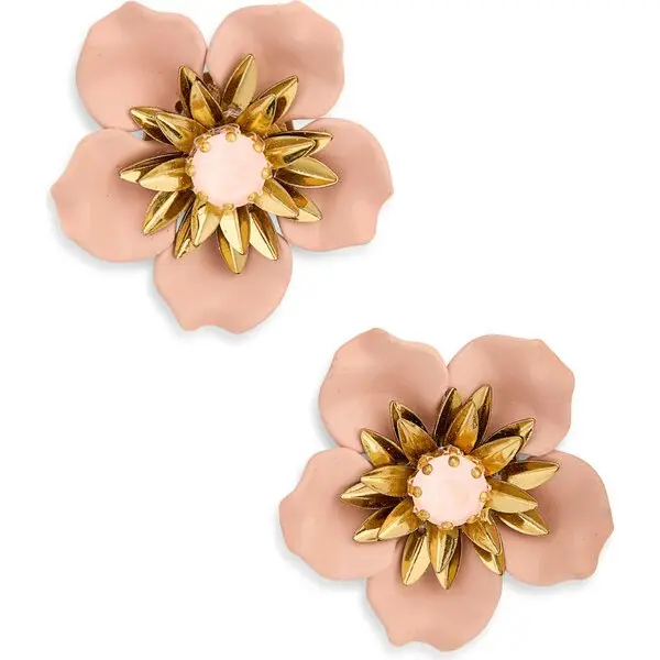 Deepa Gurnani Aurelien Beaded Flower Earrings - Dusty Pink