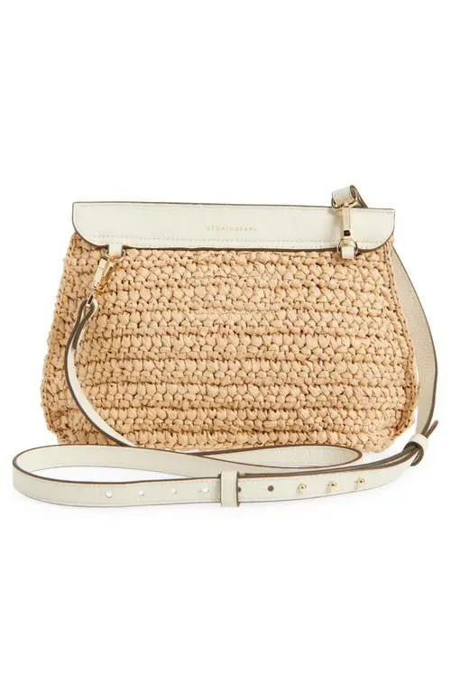 Strathberry Stylist Raffia & Leather Clutch