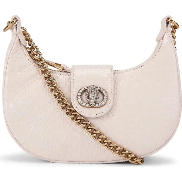 Kurt Geiger Small Chelsea Snake Embossed Leather Hobo Crossbody Bag - Light/pastel Pink