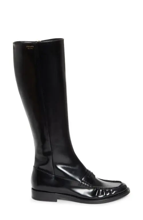 Prada Knee-high Loafer Boots - Nero