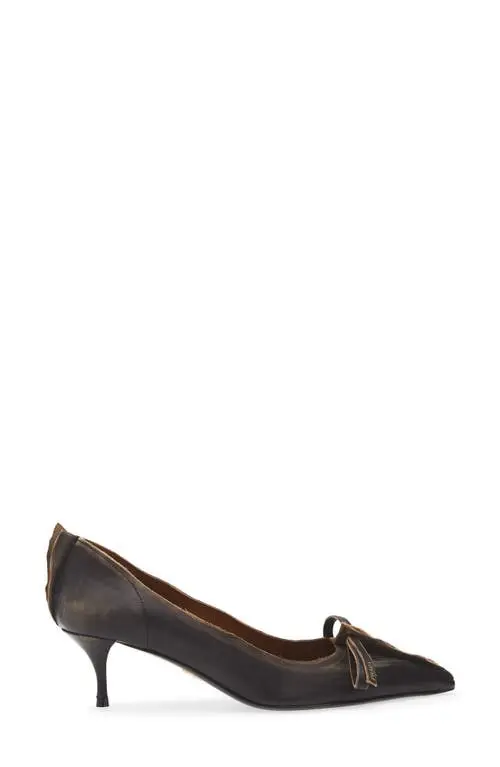 Prada Exposed Seam Kitten Heel Pumps - Nero/cuoio