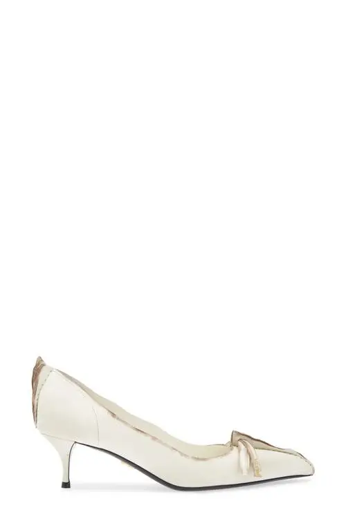 Prada Exposed Seam Kitten Heel Pumps - Talco