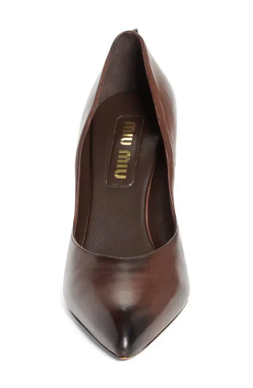 Miu Miu Waxed Calfskin Pointy Toe Pump