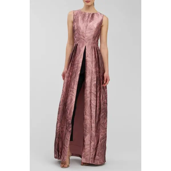KAY UNGER Hazel Metallic Sleeveless Maxi Jumpsuit - Rose Gold