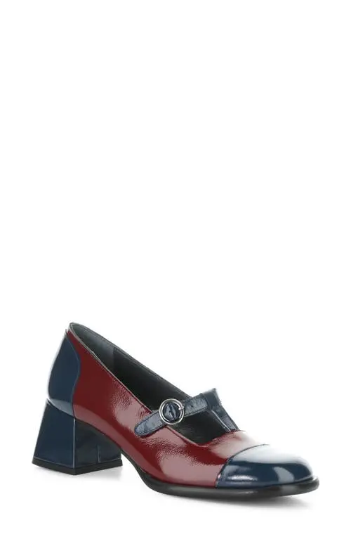 Fly London Solf T-strap Pump - 002 Navy/int Rust