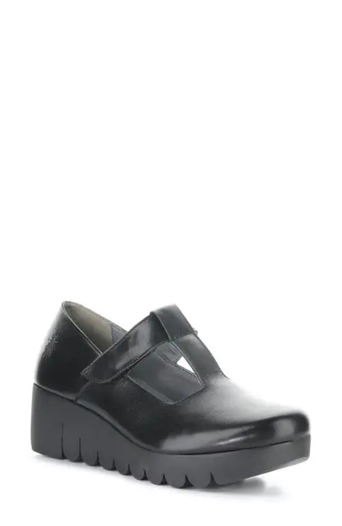 Fly London Veka T-strap Platform Wedge Pump - 000 Black