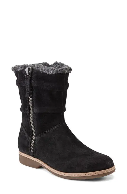 Earth Hyland Faux Fur Trim Zip Boot - Black