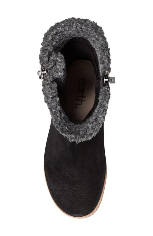 Earth Hyland Faux Fur Trim Zip Boot - Black