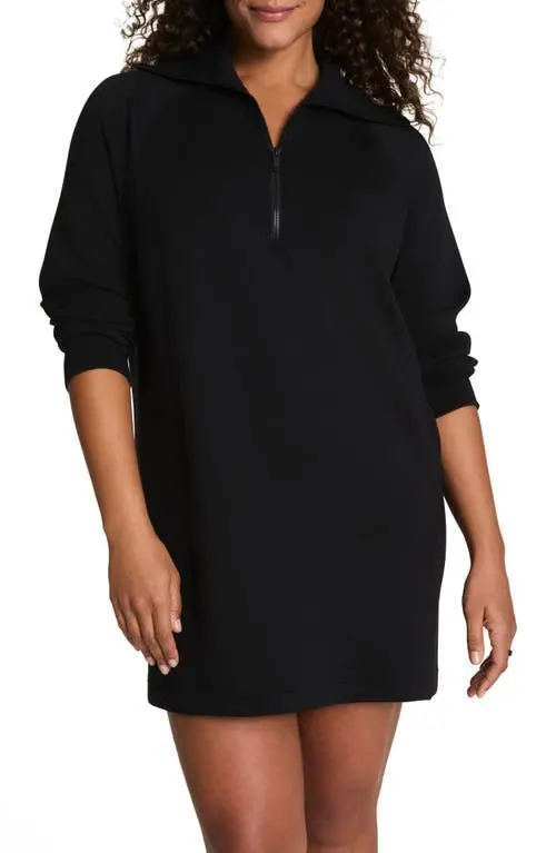 Spanx Airessentials Half-zip Mini Dress - Very Black