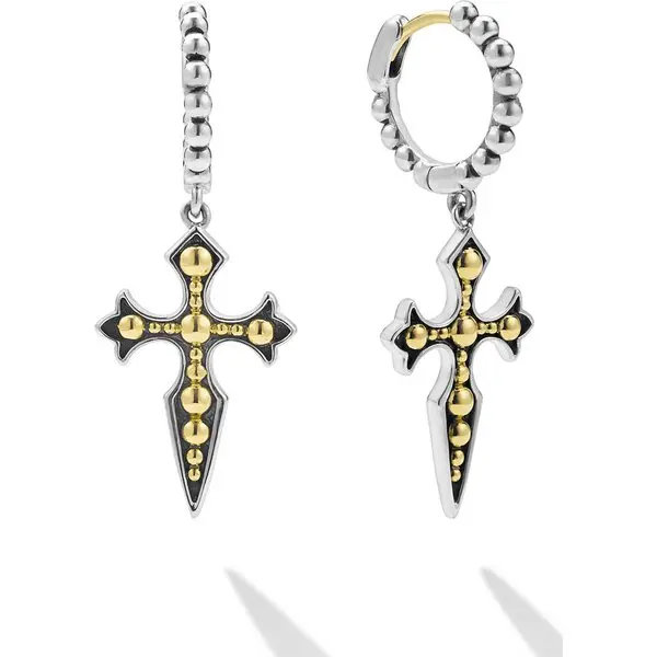 Lagos Anthem Single Cross Drop Earring - Two Tone