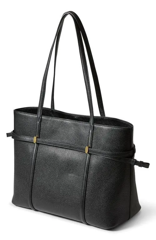 Veronica Beard Lasso Leather Tote Bag - Black