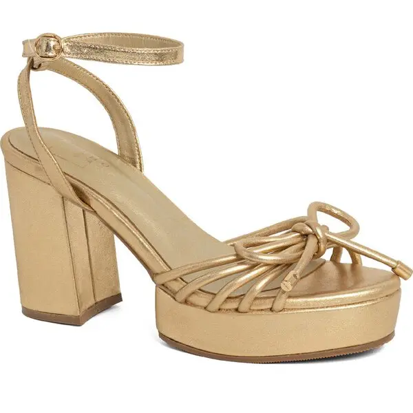 SHU SHOP Edith Ankle Strap Platform Sandal - Gold