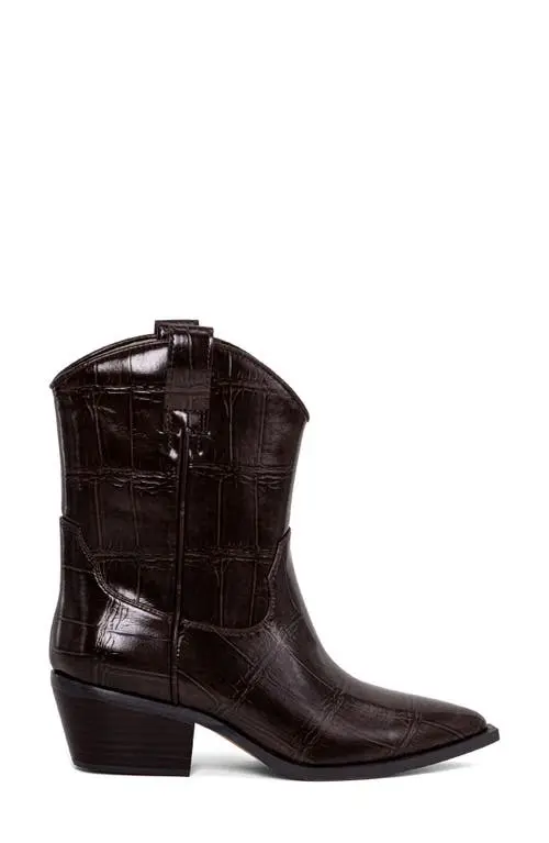 SHU SHOP Zouzou Western Boots - Brown Croco