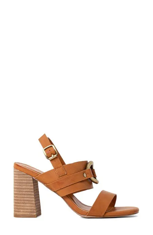 SHU SHOP Block Heel Slingback Sandals - Camel