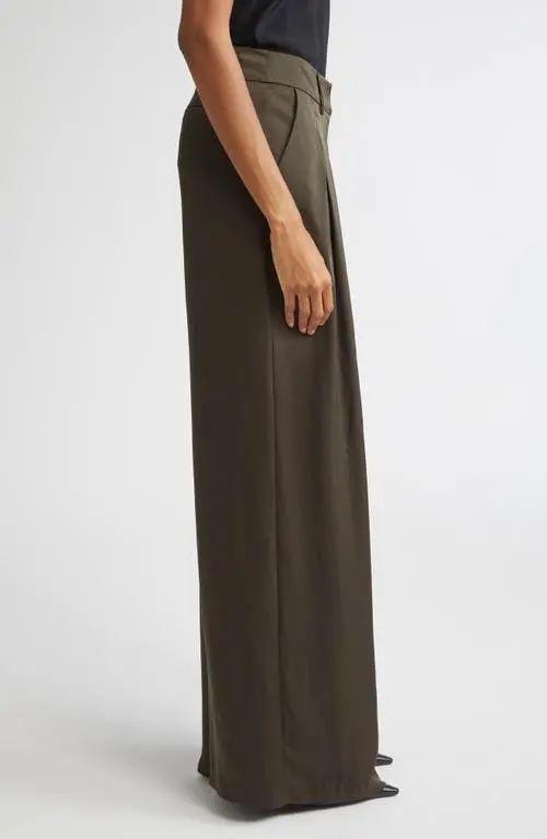 Ramy Brook Oscar Pleated Wide Leg Pants - Deep Olive
