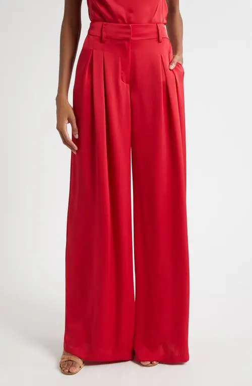 Ramy Brook Oscar Pleated Wide Leg Pants - Scarlet Red