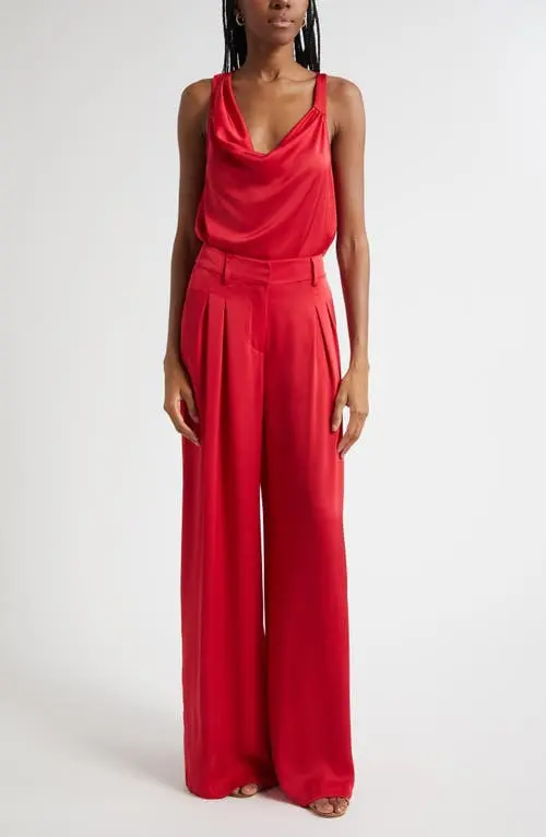 Ramy Brook Oscar Pleated Wide Leg Pants - Scarlet Red