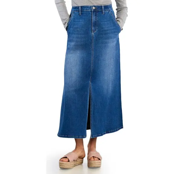 HINT OF BLU Denim Maxi Skirt - Deep Blue