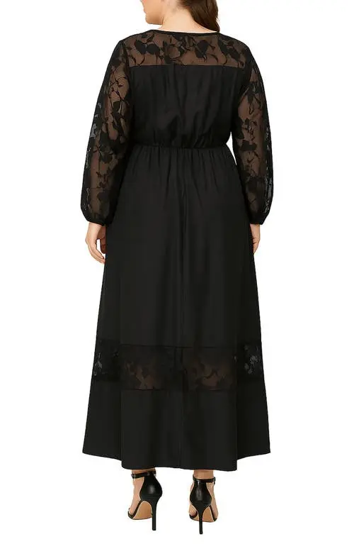 STANDARDS & PRACTICES Mixed Media Long Sleeve Maxi Dress