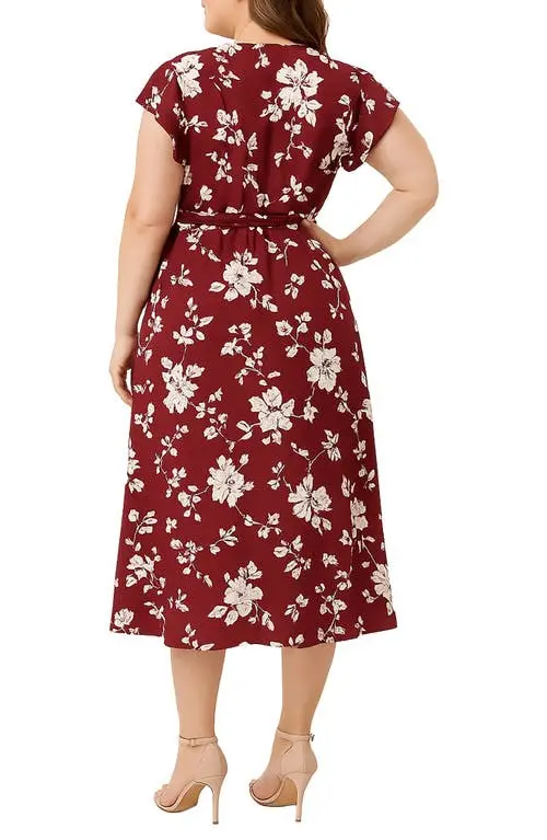 STANDARDS & PRACTICES Floral Wrap Bodice Midi Dress