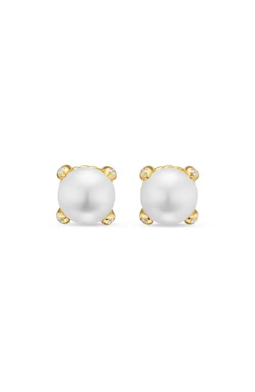 David Yurman Pearl And Diamond Stud Earrings - Gold