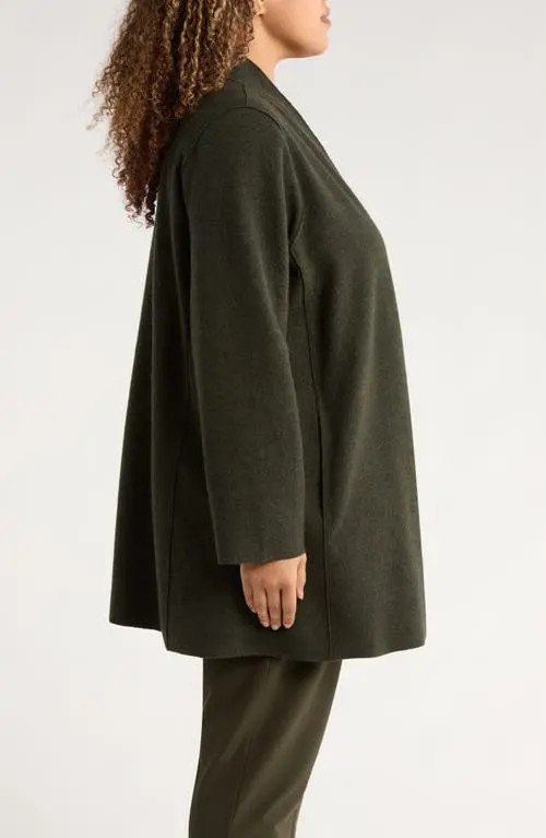 Eileen Fisher High Collar Open Front Boiled Wool Jacket