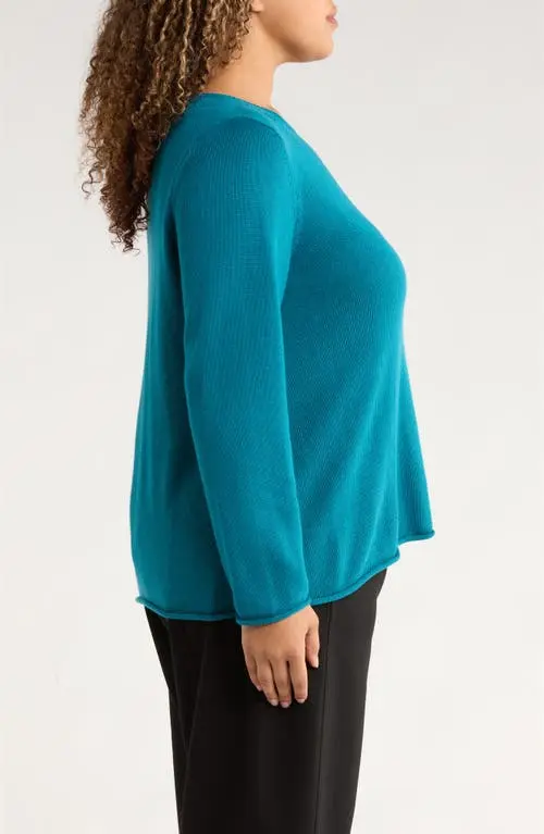 Eileen Fisher Bateau Neck Cotton-blend Sweater - Dragonfly