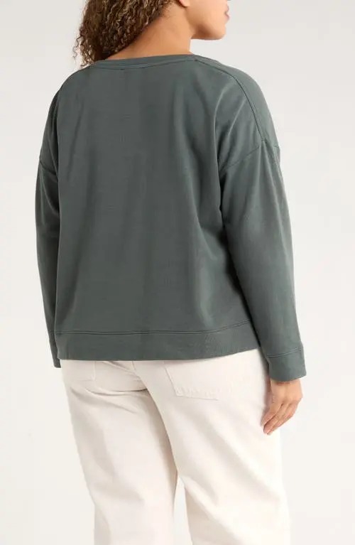 Eileen Fisher Ballet Neck Boxy Organic Cotton Terry Top