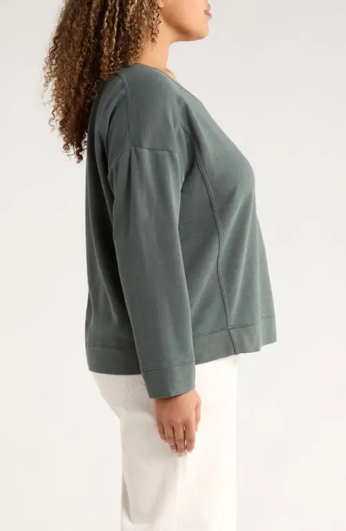 Eileen Fisher Ballet Neck Boxy Organic Cotton Terry Top