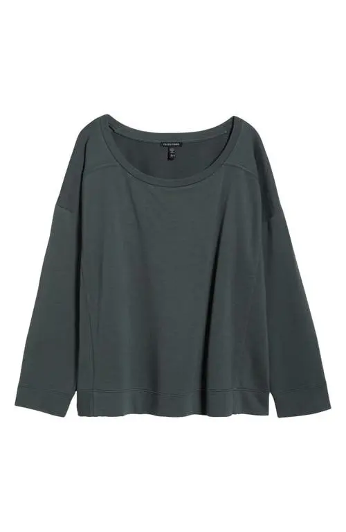 Eileen Fisher Ballet Neck Boxy Organic Cotton Terry Top