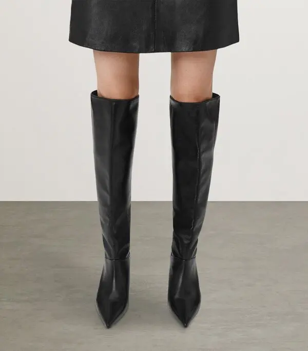 ALLSAINTS Leather Knee-high Kitten Heel Boots