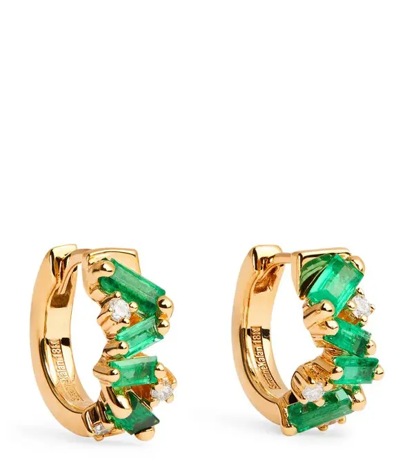 SUZANNE KALAN Yellow Emerald Frenzy Huggie Earrings - Gold
