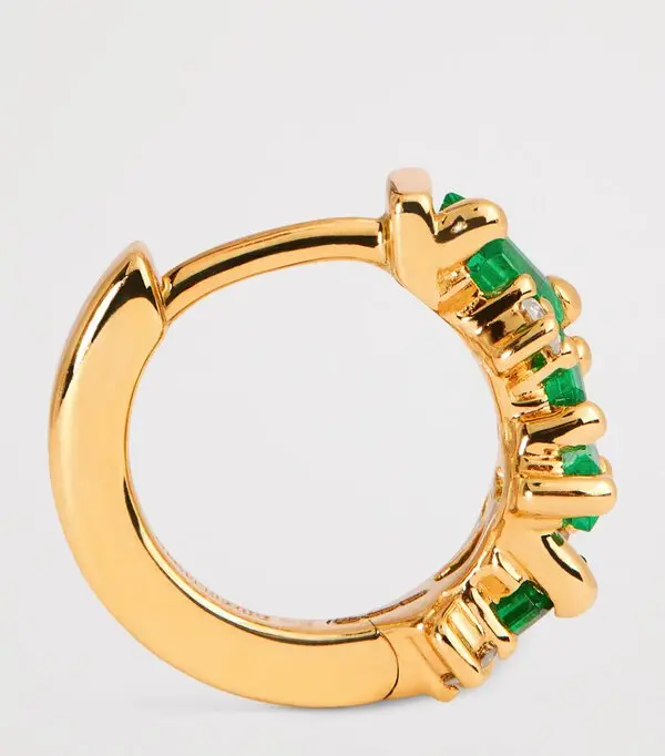SUZANNE KALAN Yellow Diamond And Emerald Frenzy Huggie Earrings - Gold