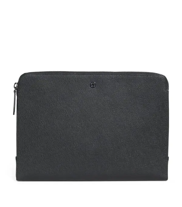 Harrods Saffiano Leather Laptop Pouch - Black