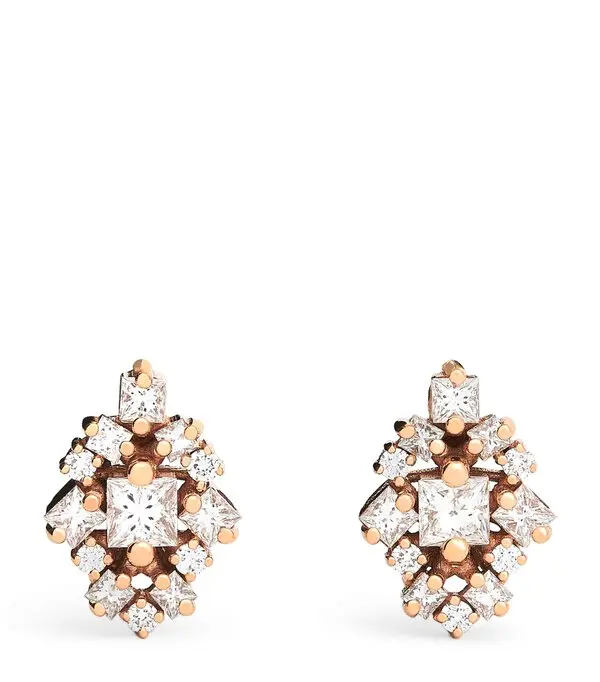 SUZANNE KALAN La Fantasie Diamond Stud Earrings - Rose Gold
