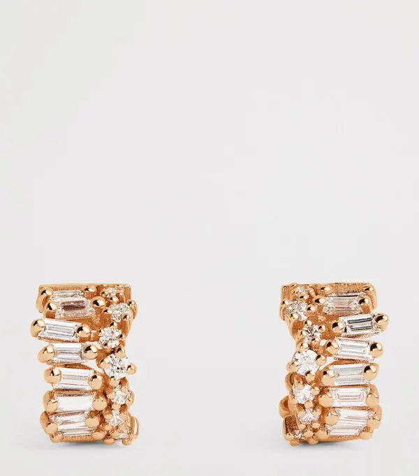 SUZANNE KALAN Mini Diamond Short Stack Hoop Earrings