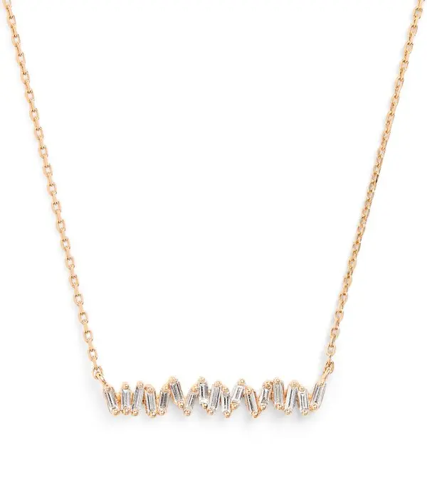 SUZANNE KALAN Diamond Classic Bar Necklace - Rose Gold