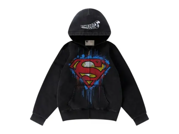 YOUNGLA Superman Zip Up Sweatshirt