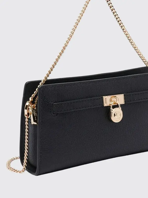 Michael Kors Mini Bag With Gold Tone Turn Lock And Chain Strap - Black