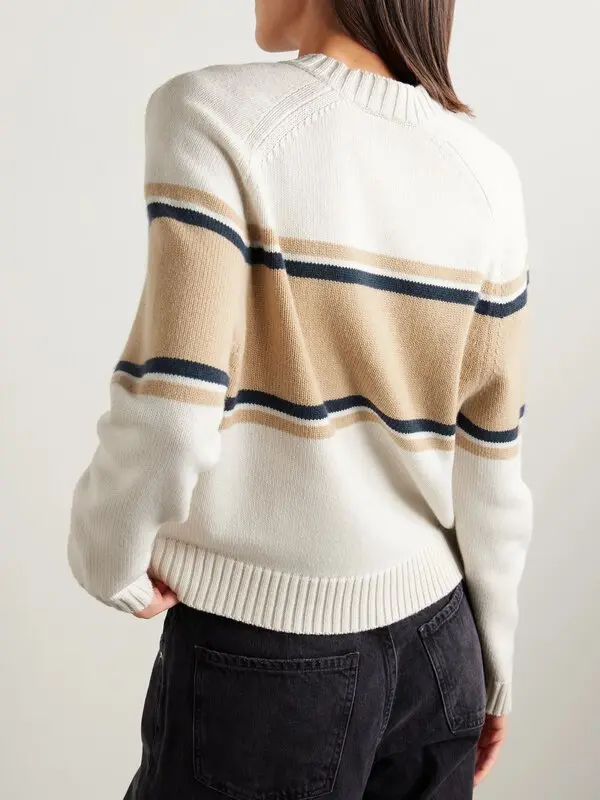 TWP Saddle Striped Cashmere Sweater - White