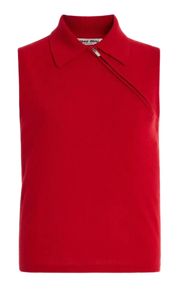Miu Miu Cashmere Polo Shirt - Red