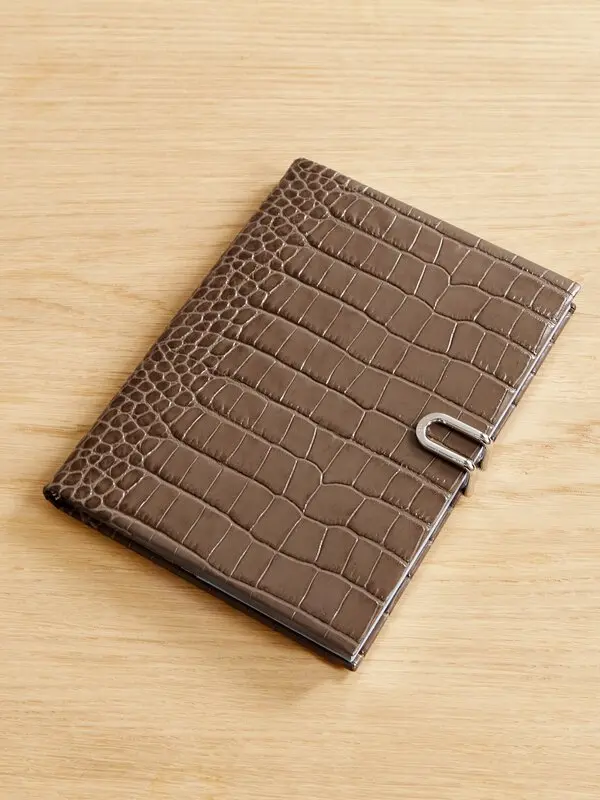 Smythson Panama Mara Croc-effect Leather Diary - Brown