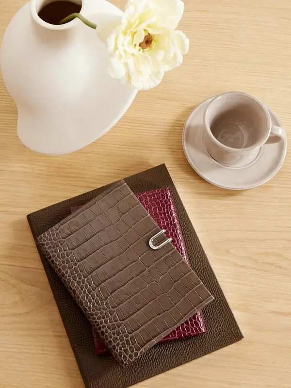 Smythson Panama Mara Croc-effect Leather Diary