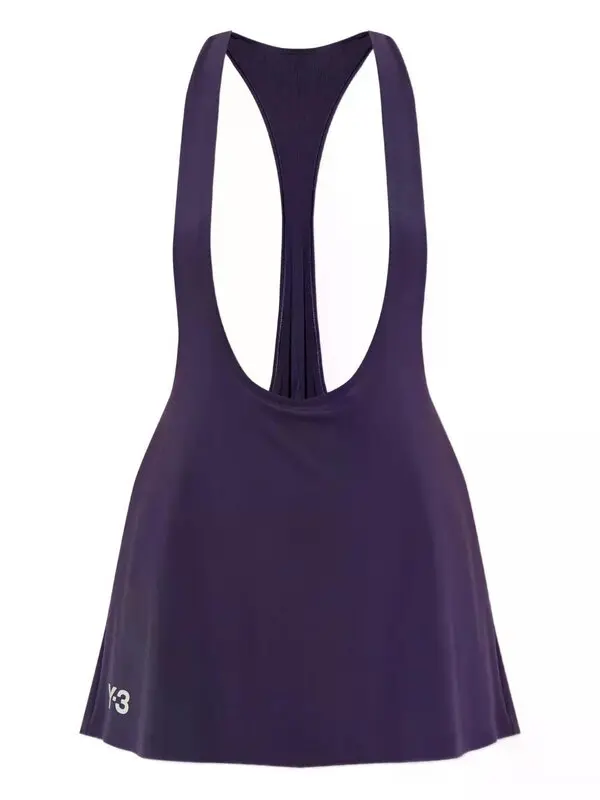 Y3 Racer-back Pleated Mini Dress