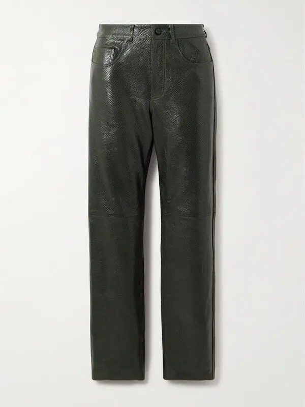 BLAZÉ MILANO Emera Snake-effect Leather Straight-leg Pants