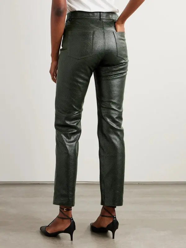 BLAZÉ MILANO Emera Snake-effect Leather Straight-leg Pants