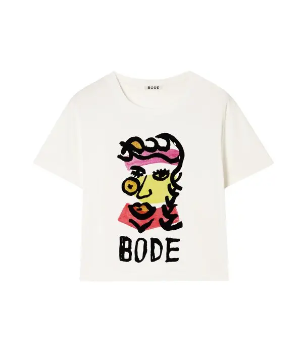 BODE Visage Printed Cotton-jersey T-shirt - Cream