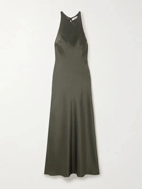 BLAZÉ MILANO Skyros Satin Midi Dress - Green